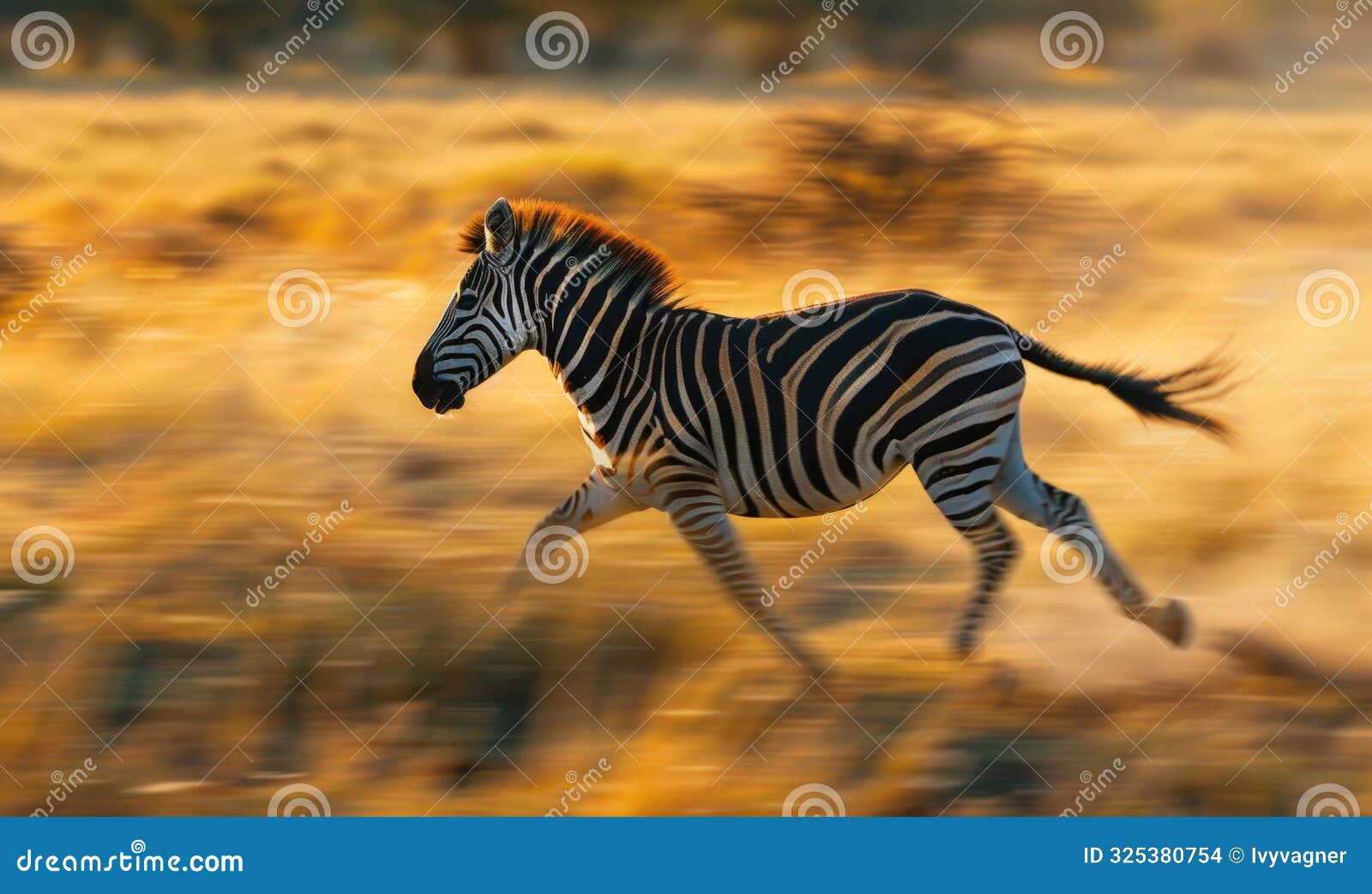 Zebra Running Across the Plains, Dynamic Movement Stock Illustration ...