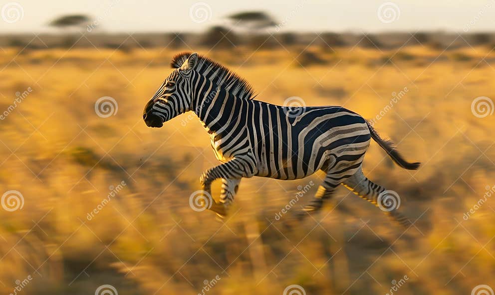 Zebra Running Across the Plains, Dynamic Movement Stock Illustration ...