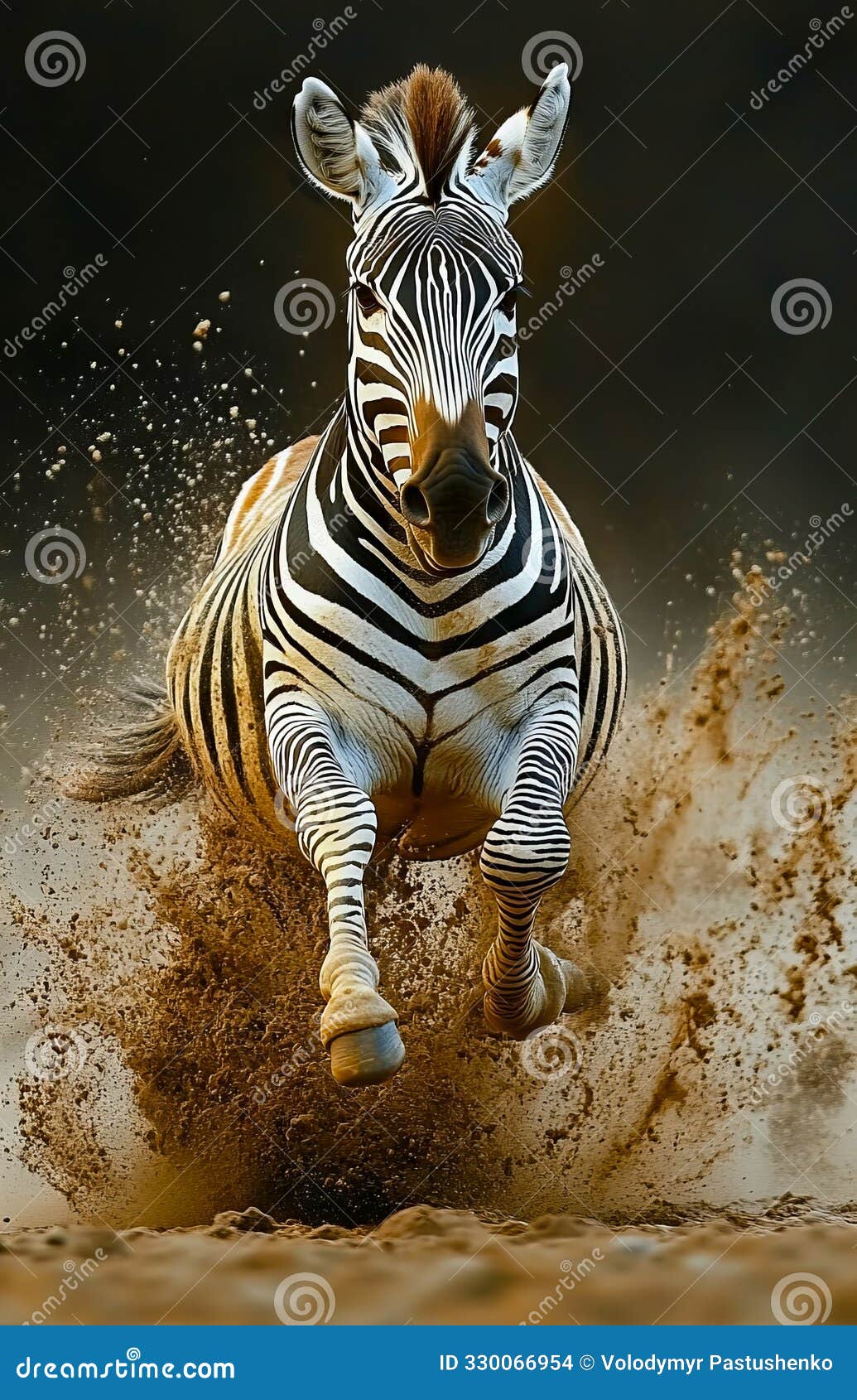 A Zebra Running through a Dust Storm in the Desert Stock Photo - Image ...