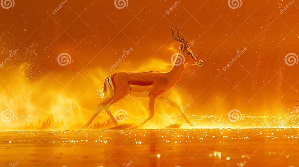 A Zebra Running through the Water with Fire Stock Image - Image of ...