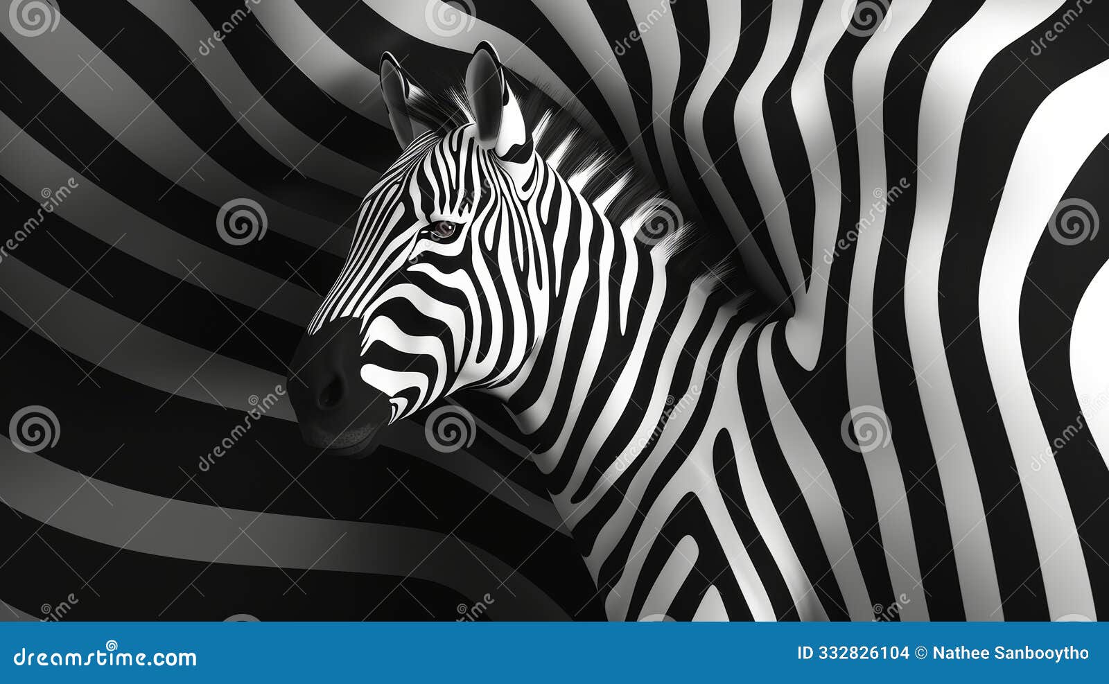 A Zebra S Head Emerges from a Swirling Black and White Striped ...