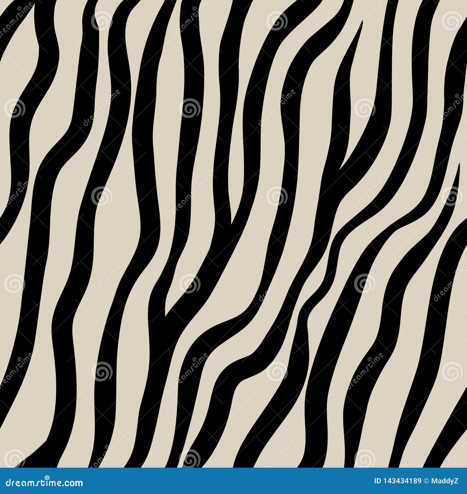 Zebra Seamless Pattern. Black Hand Drawn Stripes on a Beige Background ...