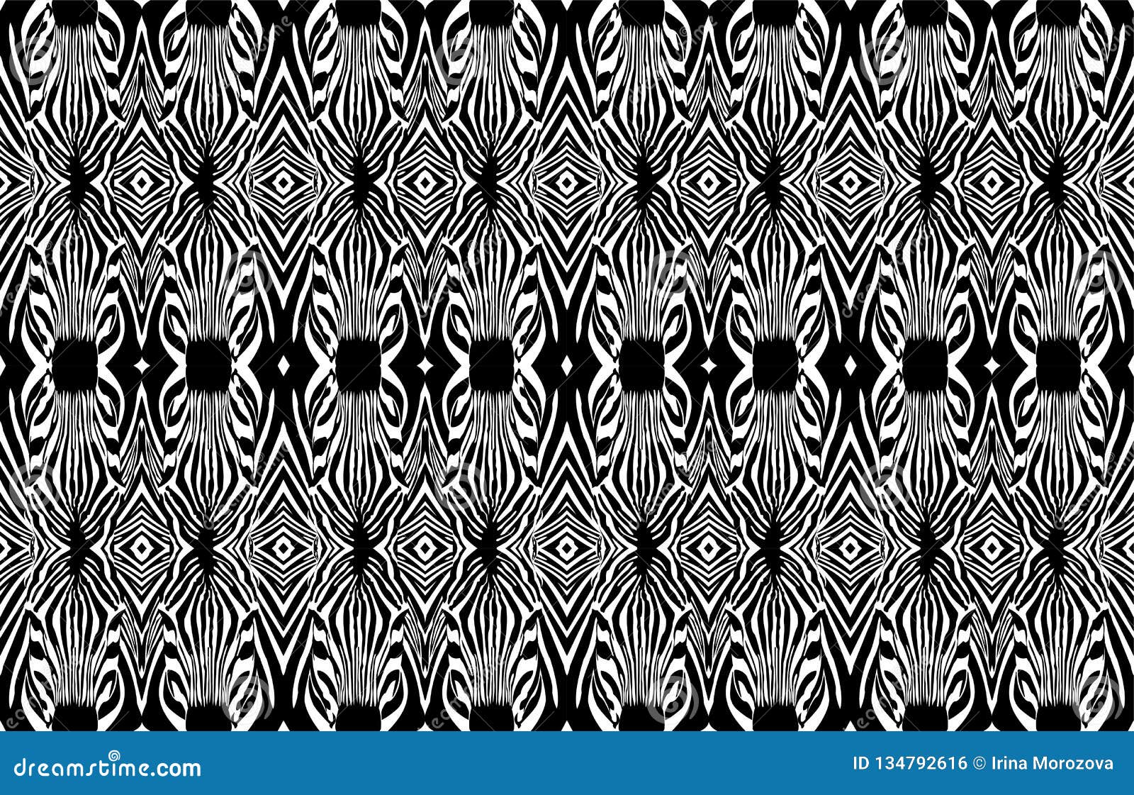 Zebra Seamless Pattern. Zebra Head. Black and White Stock Illustration ...