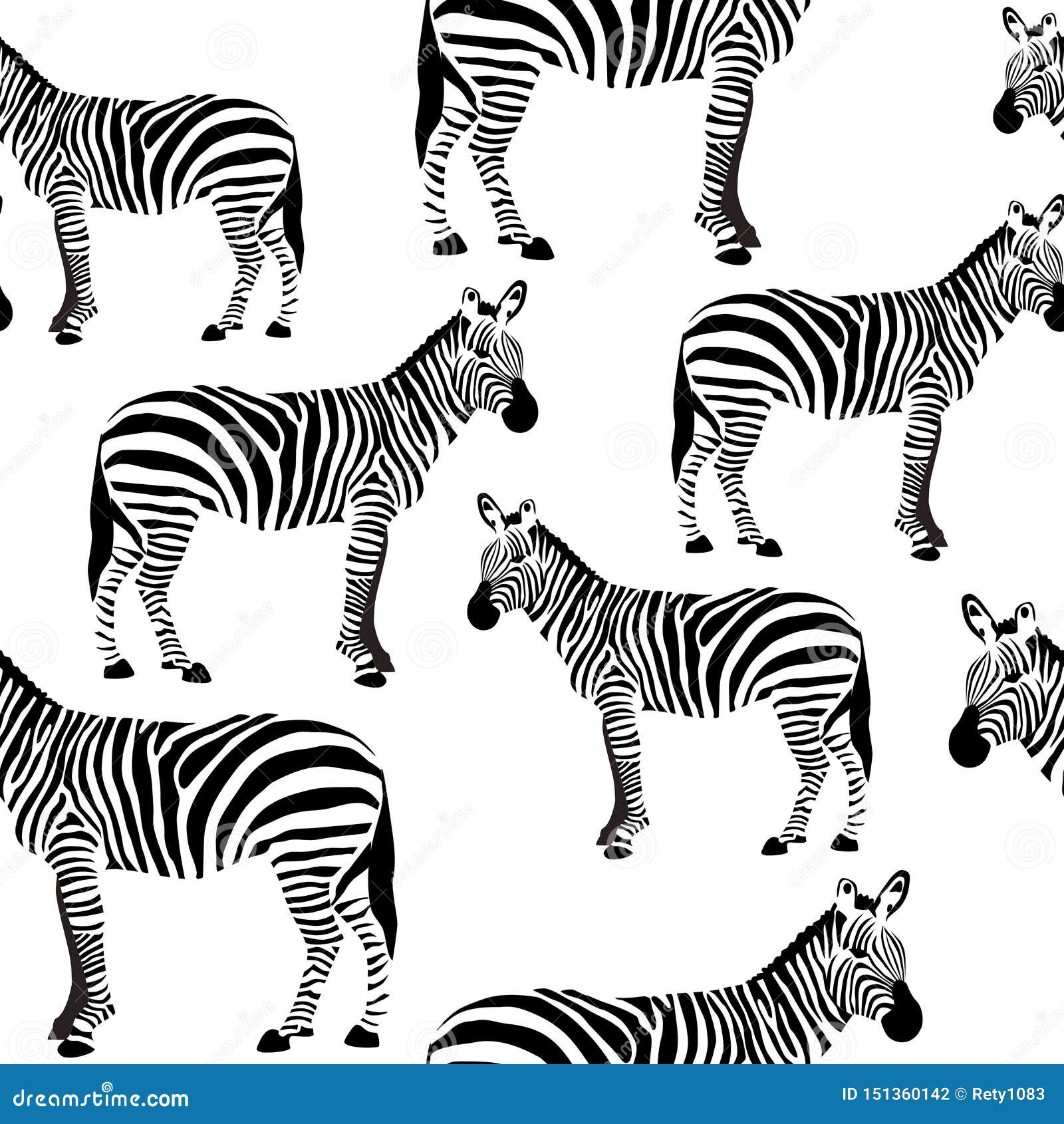 Zebra Seamless Surface Pattern, Black and White Zebras Repeat Pattern ...