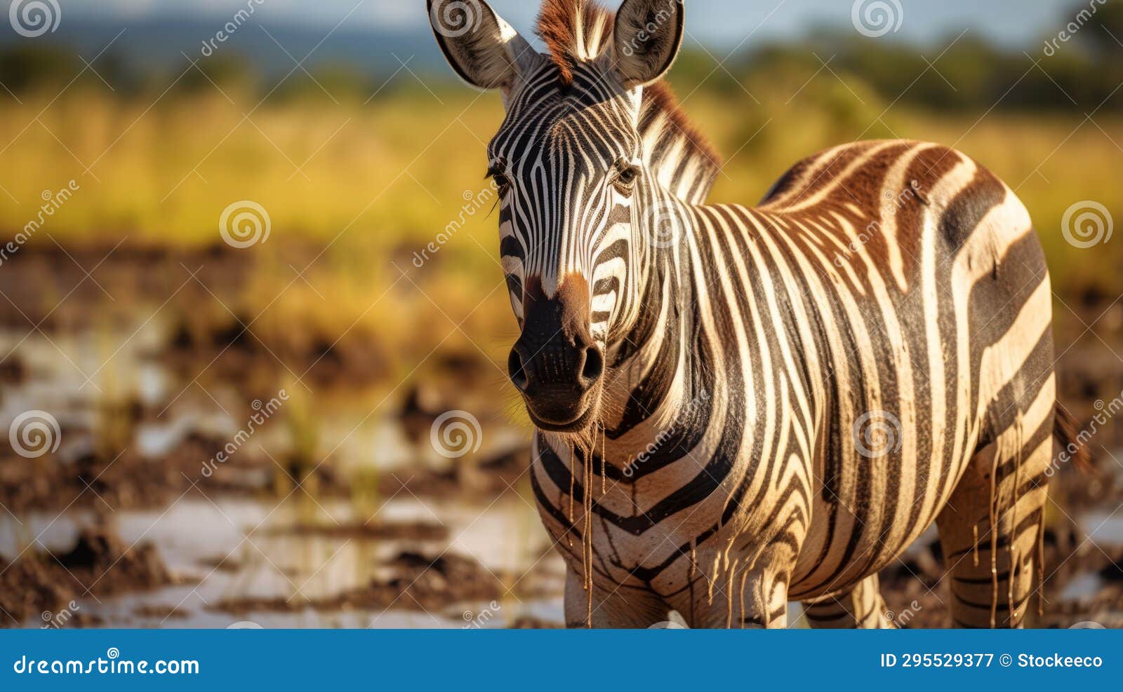 Zebra in Shallow Water: Stunning 8k Resolution Image Stock Illustration ...