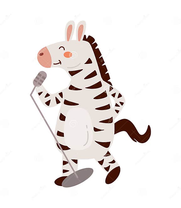 Zebra singing illustration stock illustration. Illustration of print ...