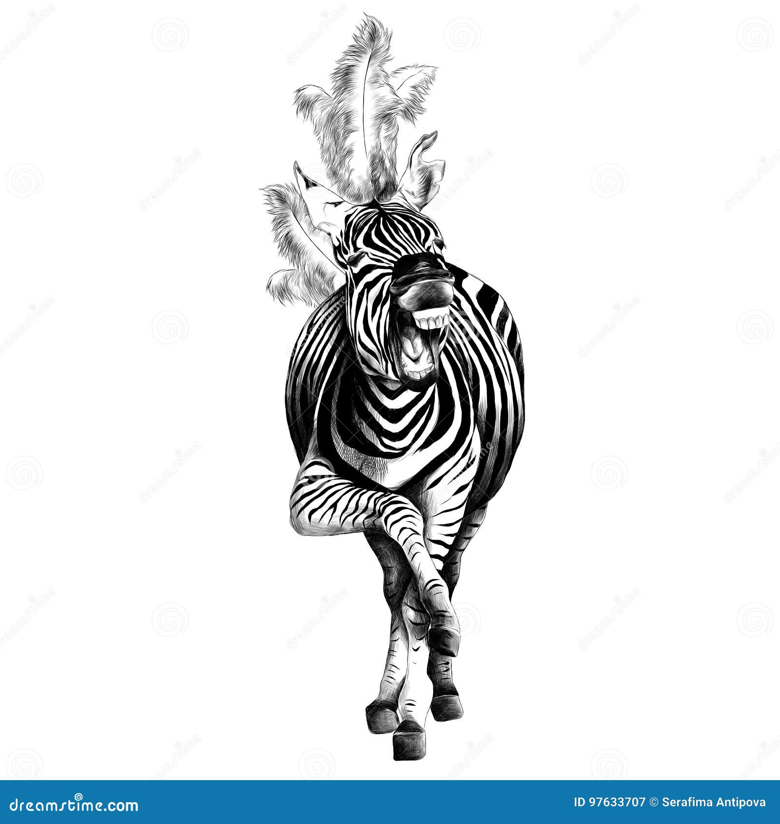 Zebra Sketch Vector Graphics Stock Vector - Illustration of performance ...