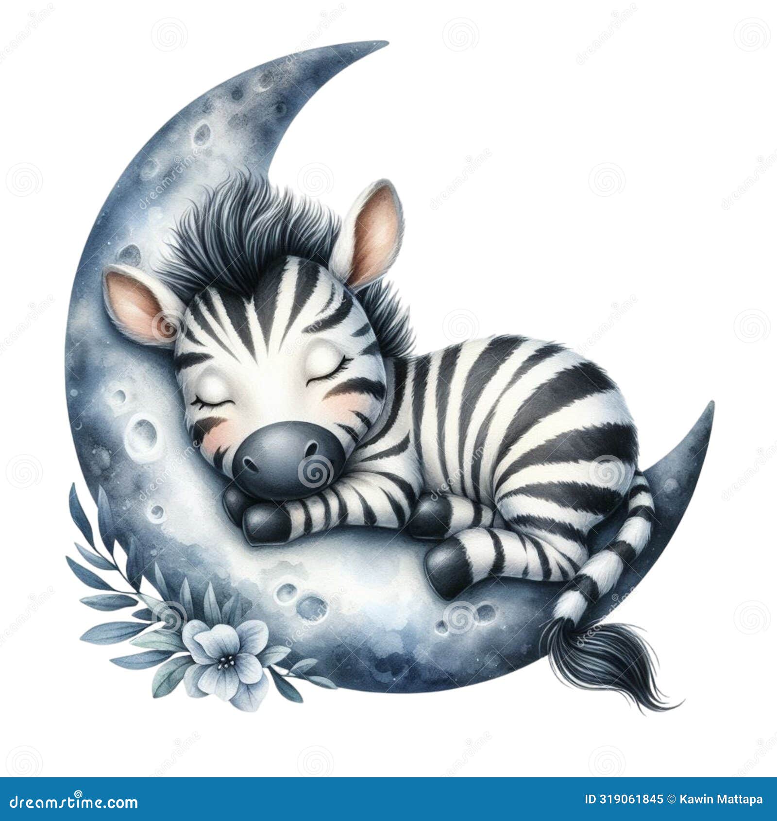 Zebra Sleeping On A Hamburger Clipart Watercolor Vector Illustration ...