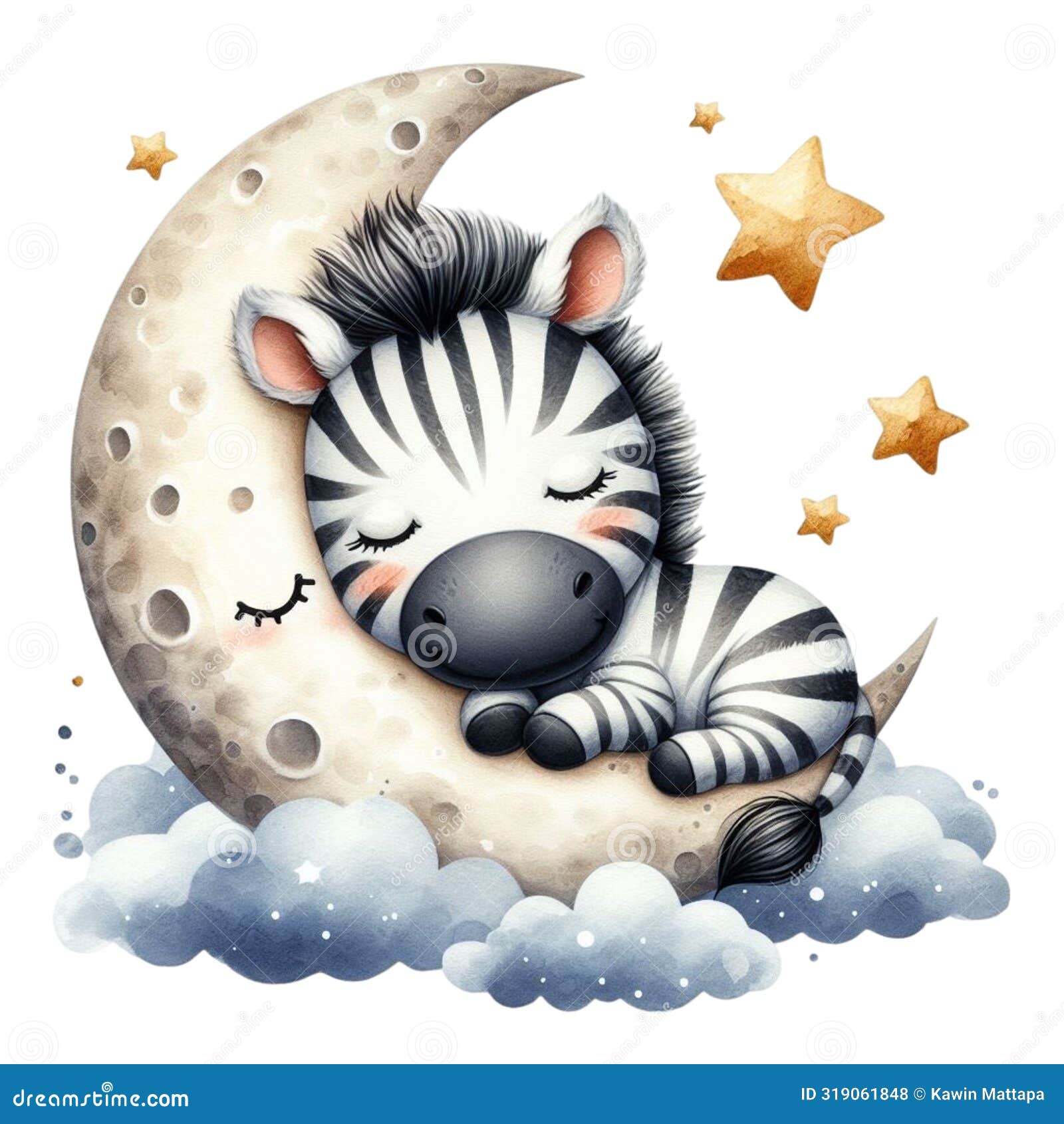 Zebra Sleeping On A Hamburger Clipart Watercolor Vector Illustration ...