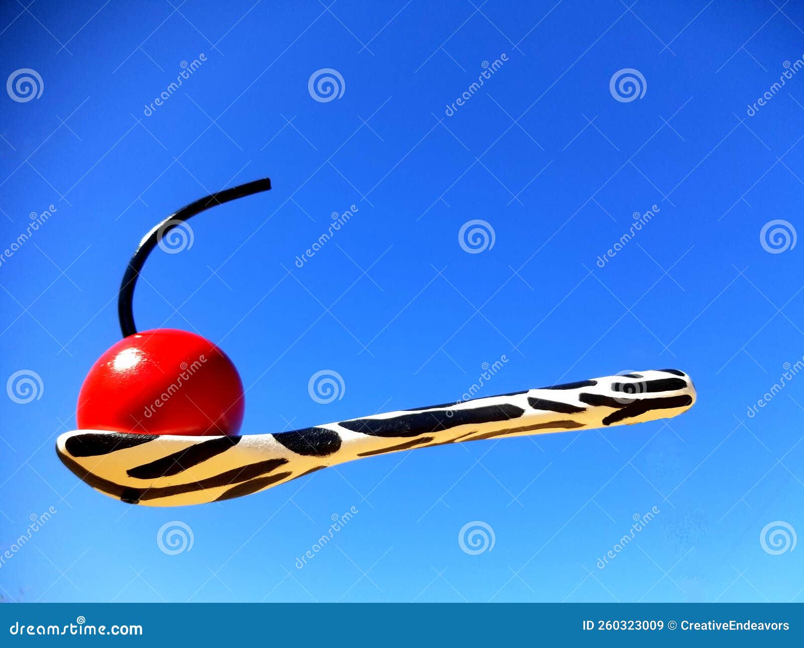 Zebra Spoon with Cherry - Black, White and Red Stock Image - Image of ...