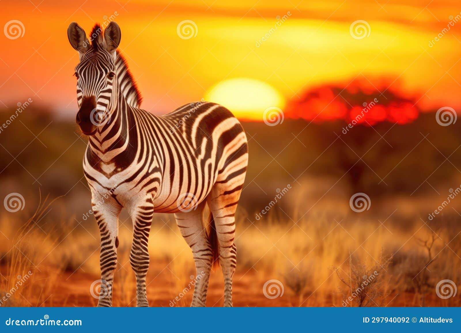 A Zebra Standing Against the Sunset Stock Photo - Image of nature ...