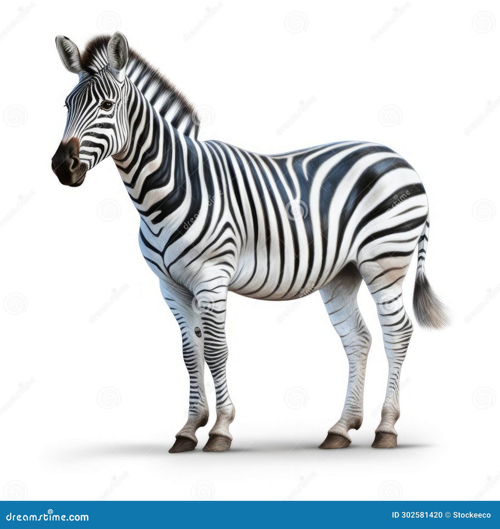 Realistic Rendered Zebra Illustration on White Isolated Background ...