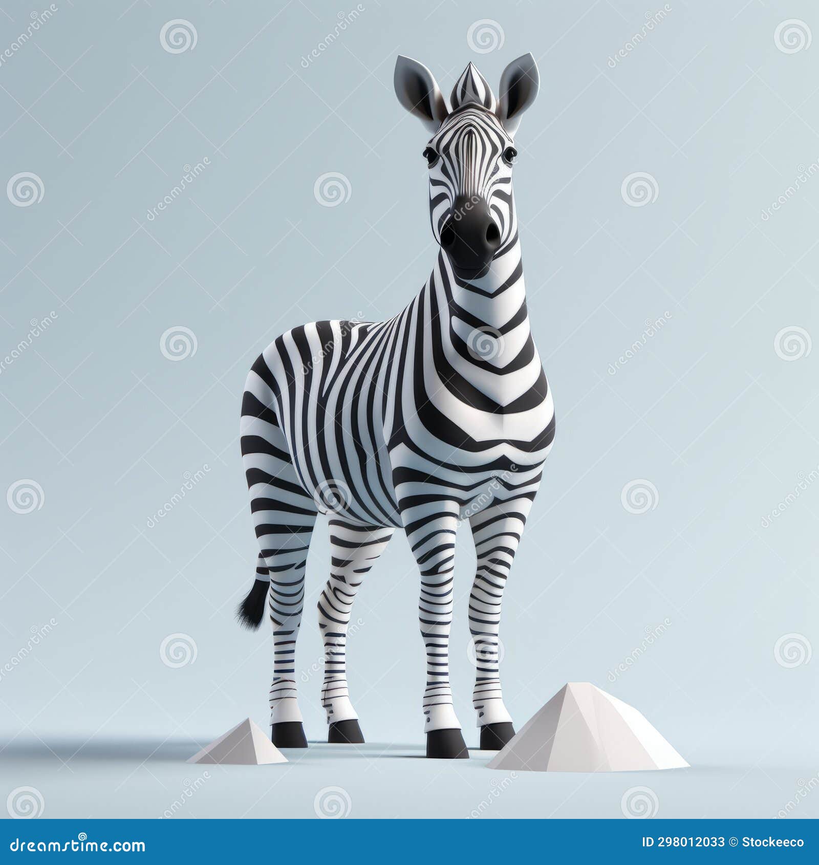 Minimalist 3d Zebra Standing on Rocks - Playful Low Poly Design Stock ...