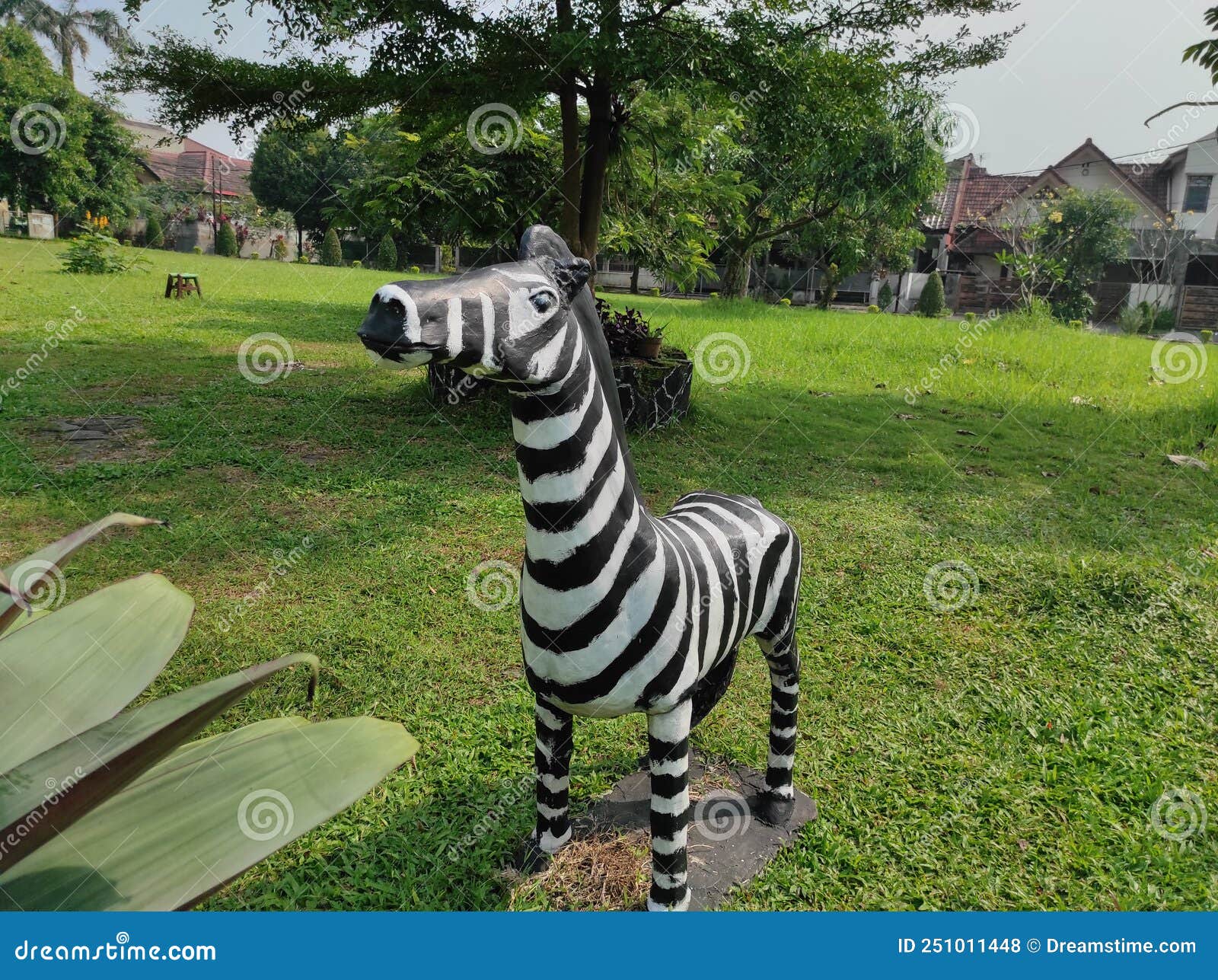 A Zebra Statue in the Garden Stock Photo - Image of landscape, morning ...