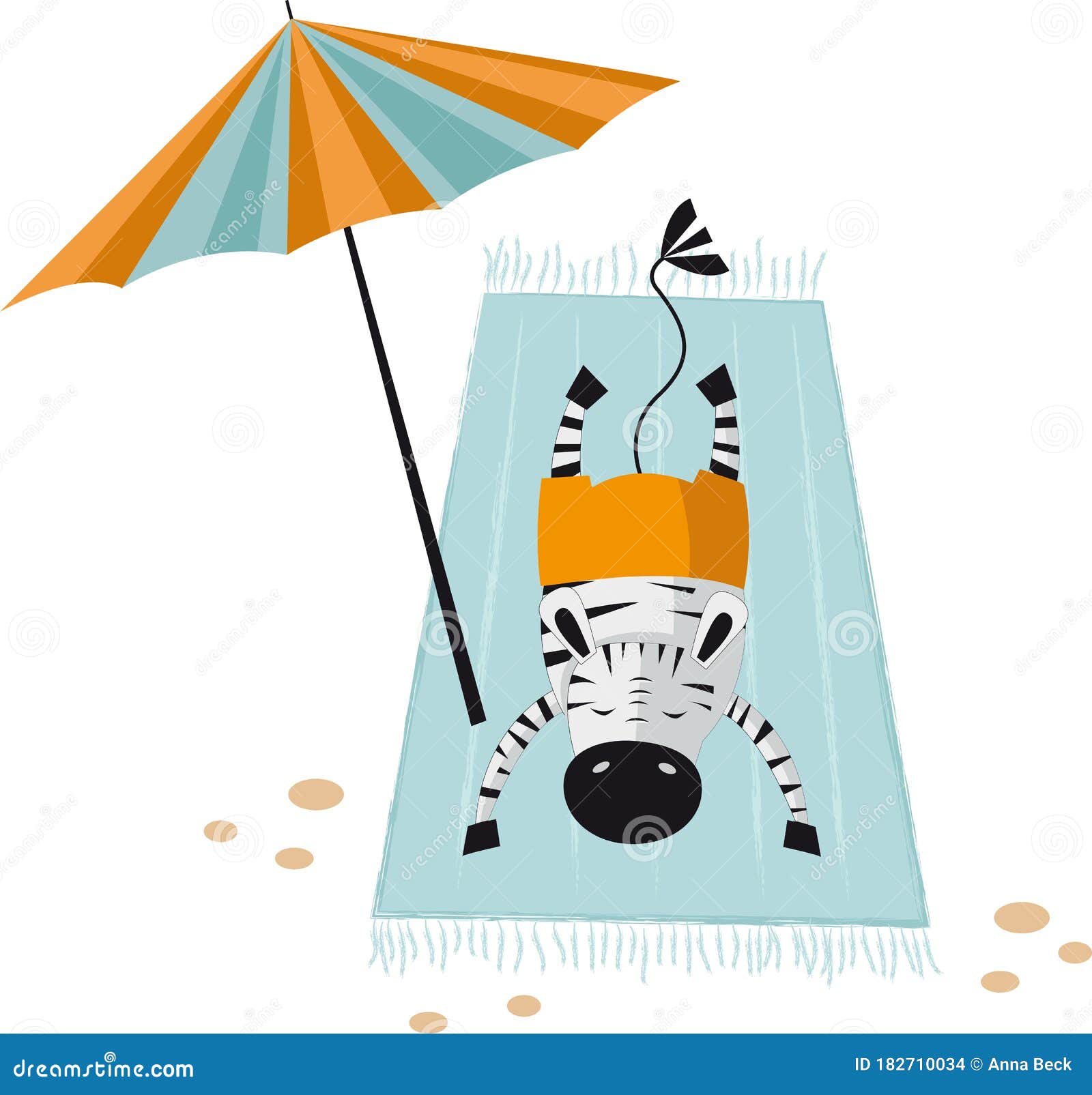 Zebra Sunbathing on the Beach Cute Animal Cartoon Stock Vector ...