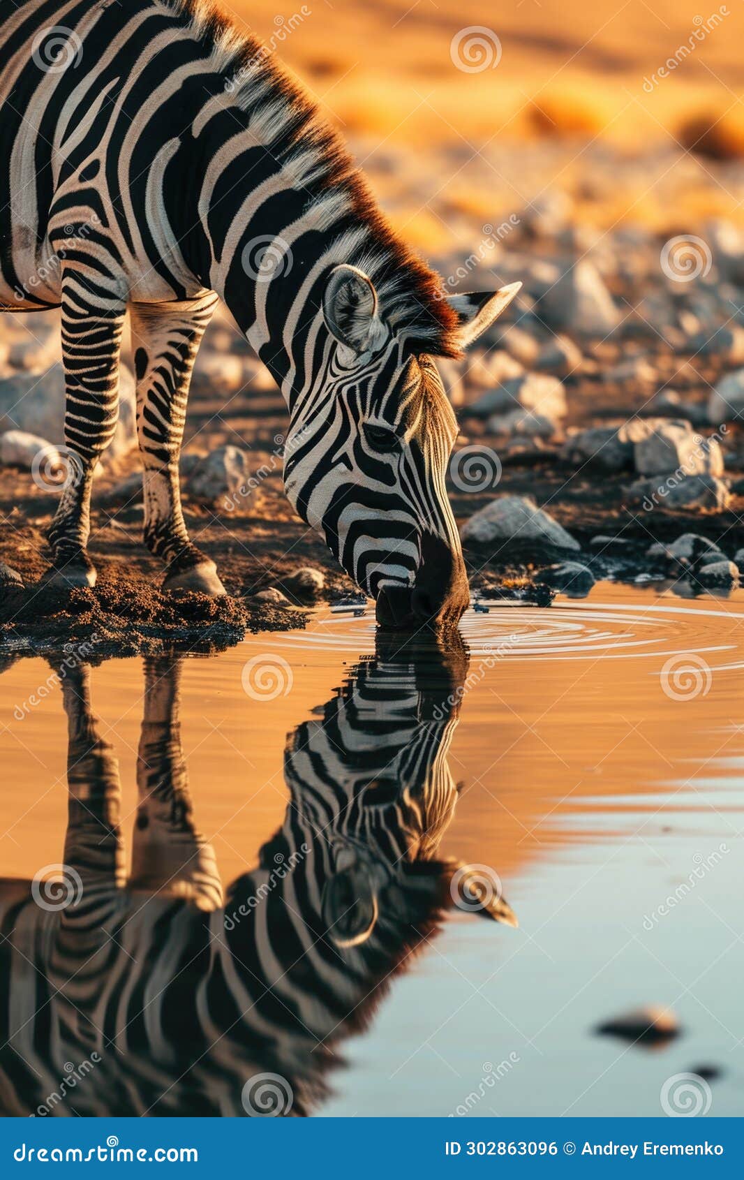 Zebra Drinking Water Drawing
