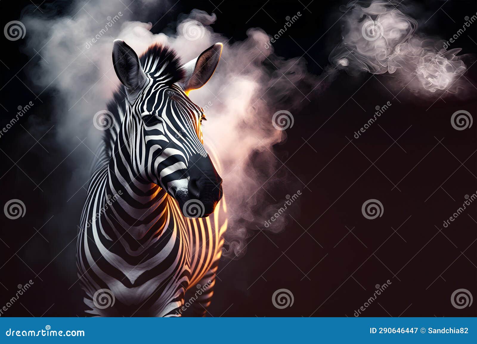 Zebra Surround with Swirl Smoke. Dynamic Composition and Dramatic ...