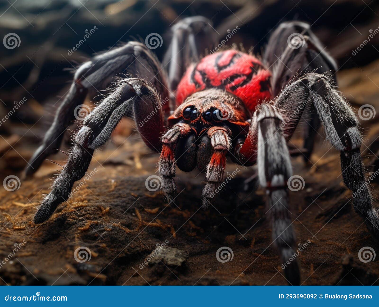 Zebra Tarantula stock illustration. Illustration of fangs - 293690092