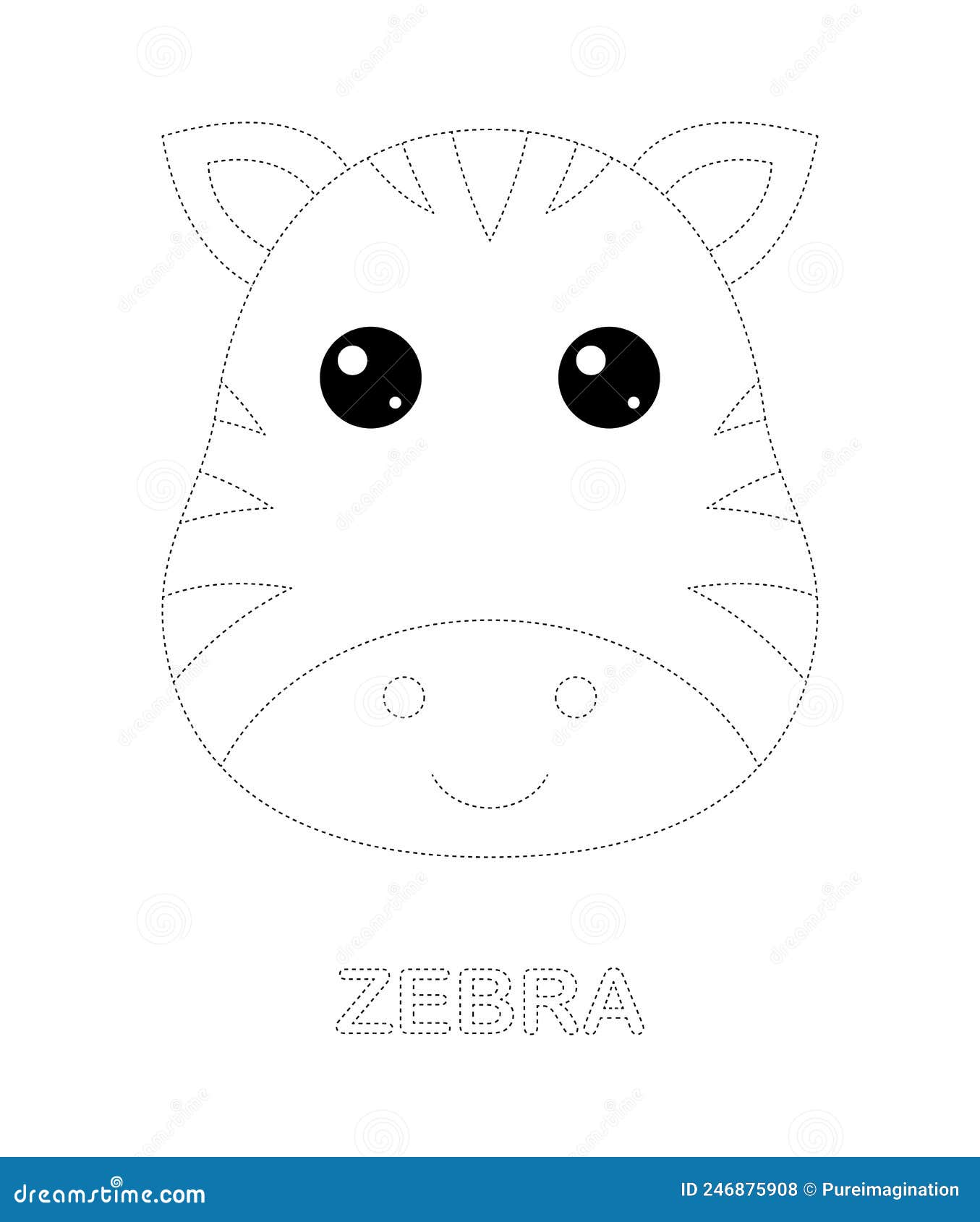 Zebra Tracing Worksheet for Kids Stock Vector - Illustration of ...