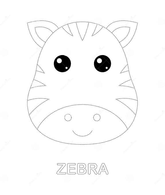 Zebra Tracing Worksheet for Kids Stock Vector - Illustration of ...