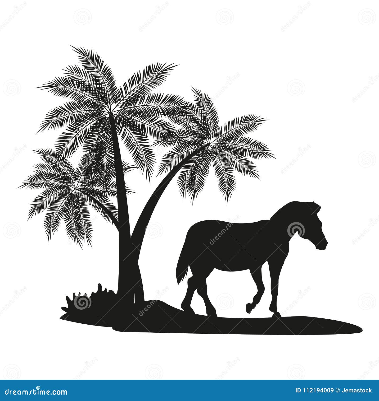 Zebra and Trees Black Silhouette Stock Vector - Illustration of mammal ...