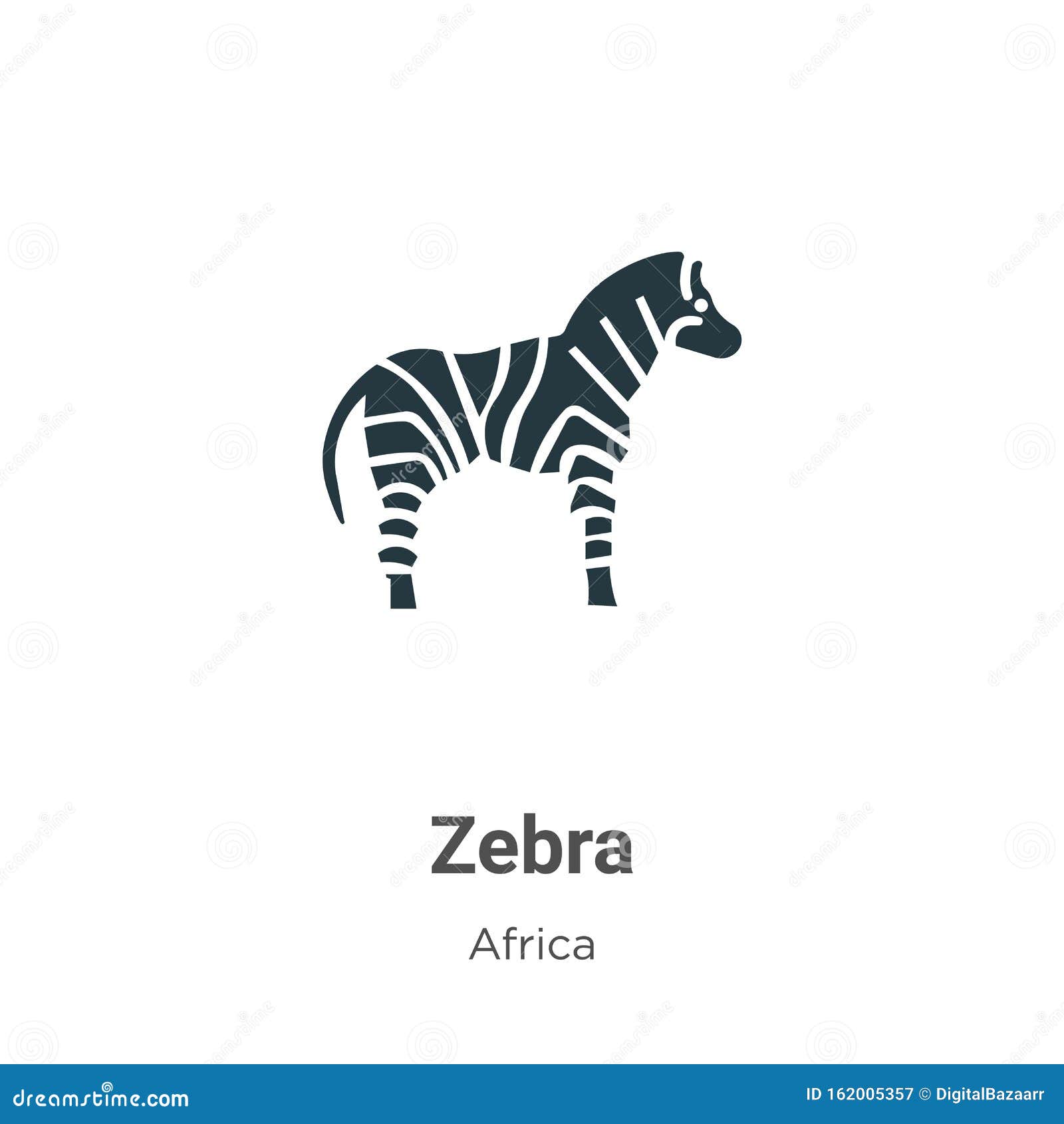 Zebra Vector Icon on White Background. Flat Vector Zebra Icon Symbol ...