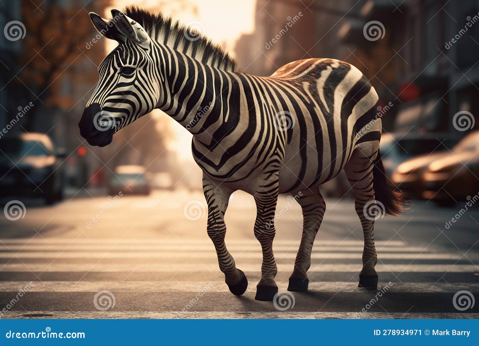 Zebra Walking the Urban Streets. Generative AI Image. Stock ...