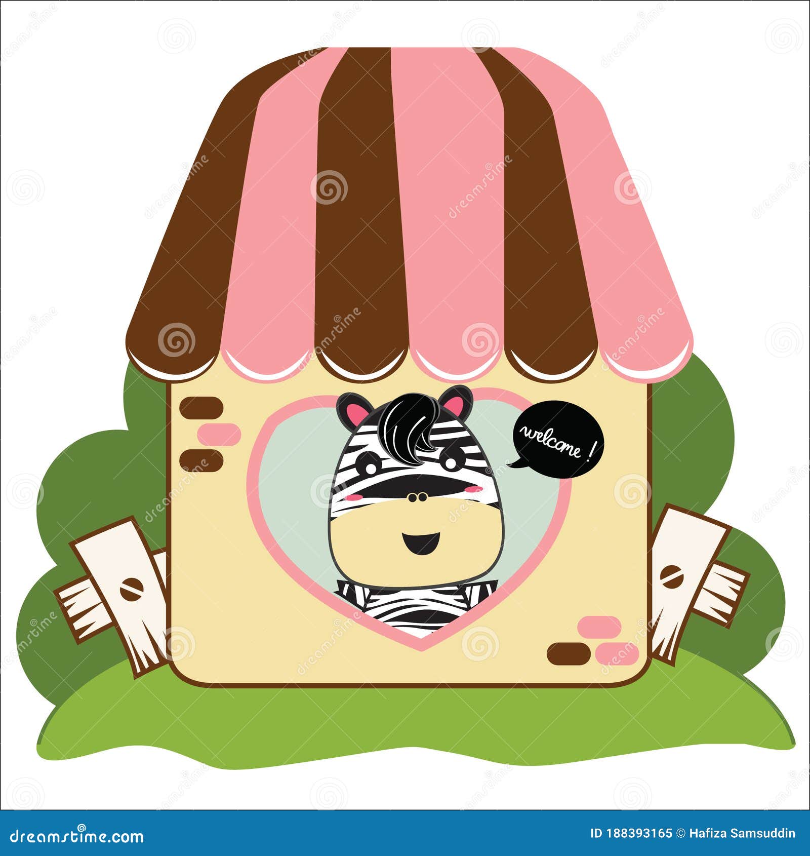 Zebra with Welcome Speech Bubble. Vector Illustration Decorative Design ...