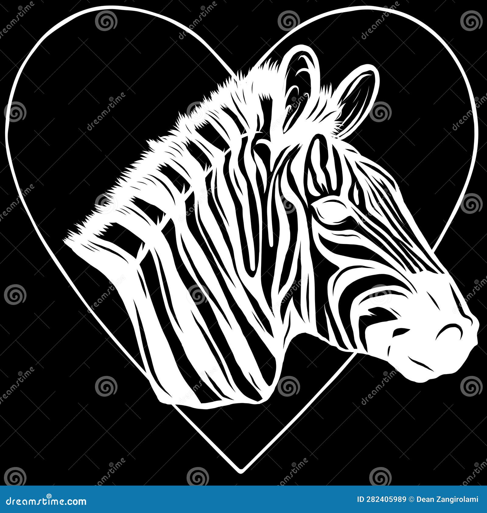 Zebra in White Line on Black Background Stock Vector - Illustration of ...