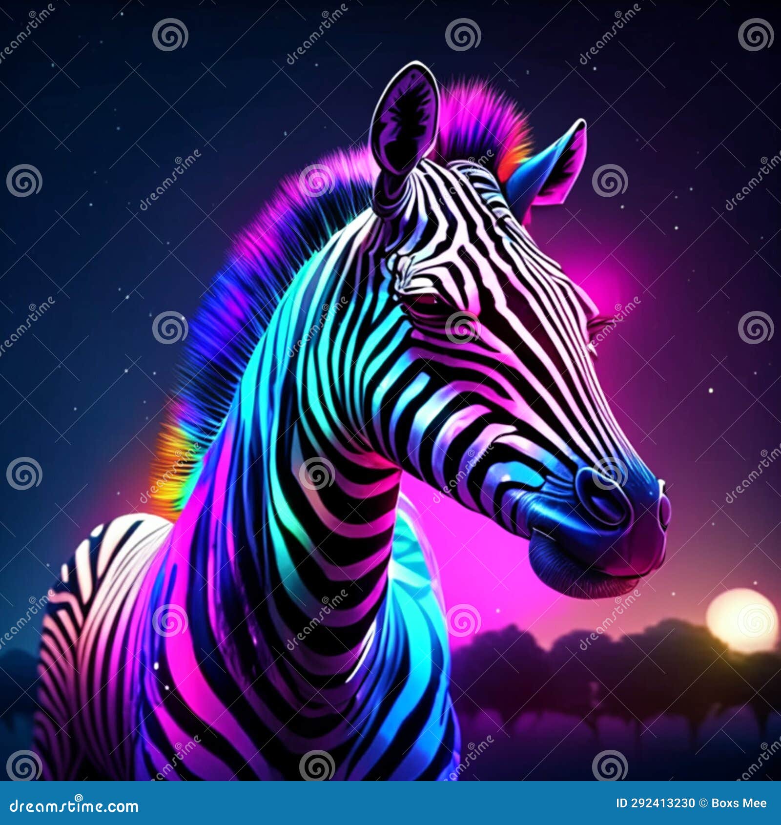 Zebra Zebra on a Background of the Night Sky. Vector Illustration AI ...