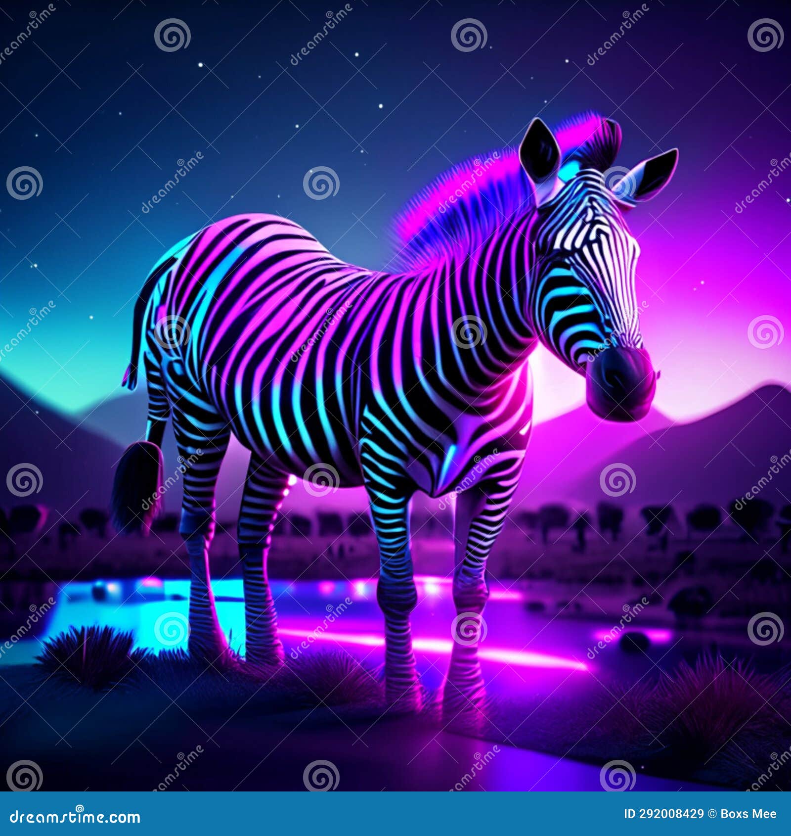 Zebra Zebra in the Desert at Night. 3d Rendering AI Generated Stock ...