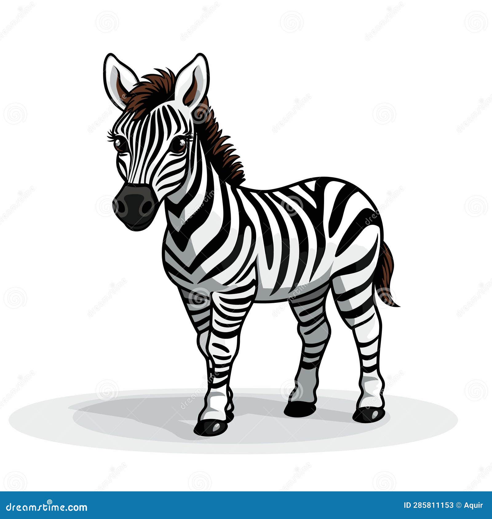 Zebra. Zebra Hand-drawn Comic Illustration. Cute Vector Doodle Style ...