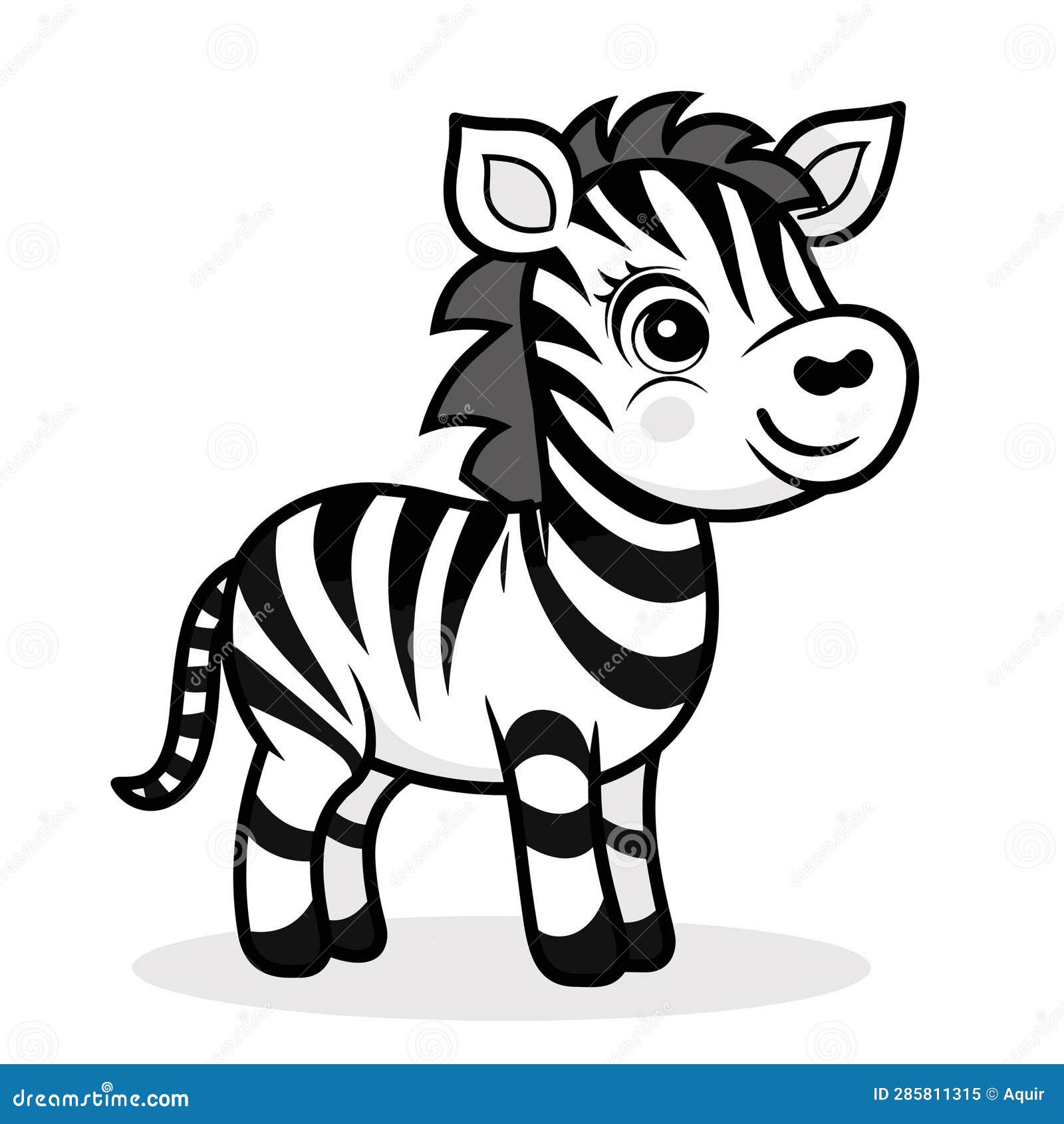 Zebra. Zebra Hand-drawn Comic Illustration. Cute Vector Doodle Style ...