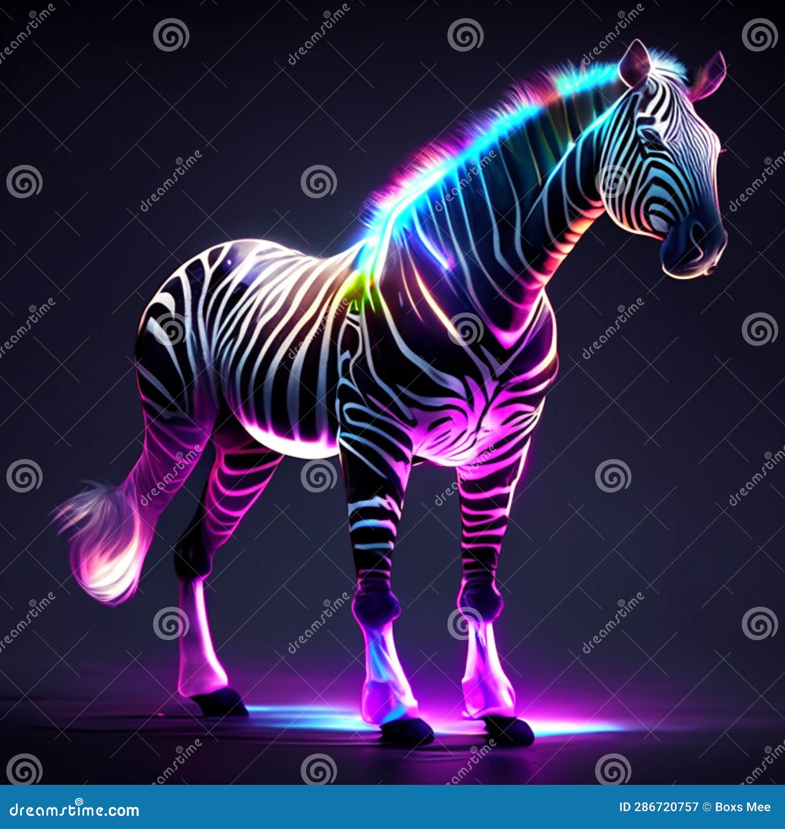 Zebra Zebra in Neon Light. 3d Rendering, 3d Illustration Stock ...
