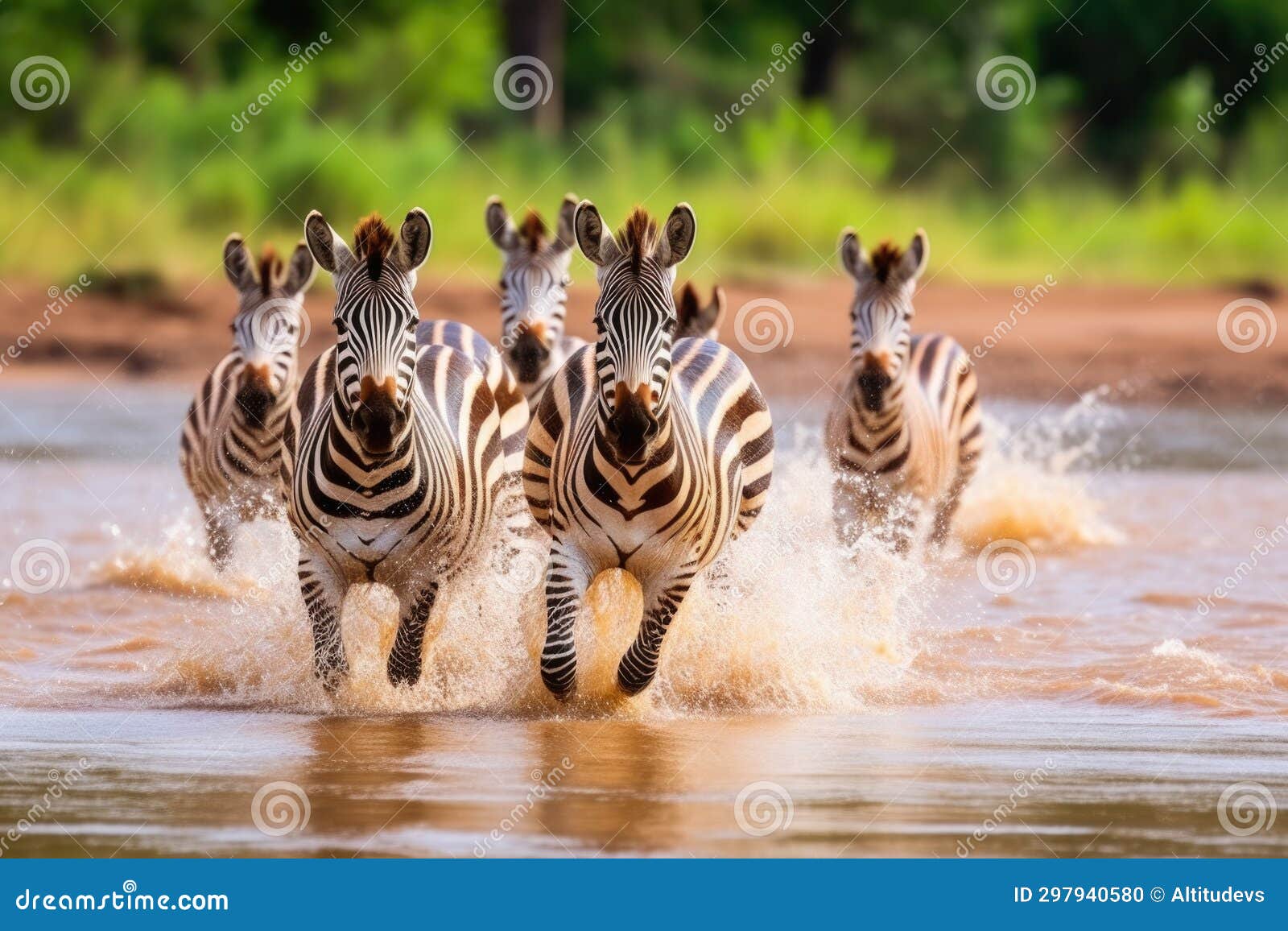 Zebras Crossing a River during Migration Stock Photo - Image of nature ...