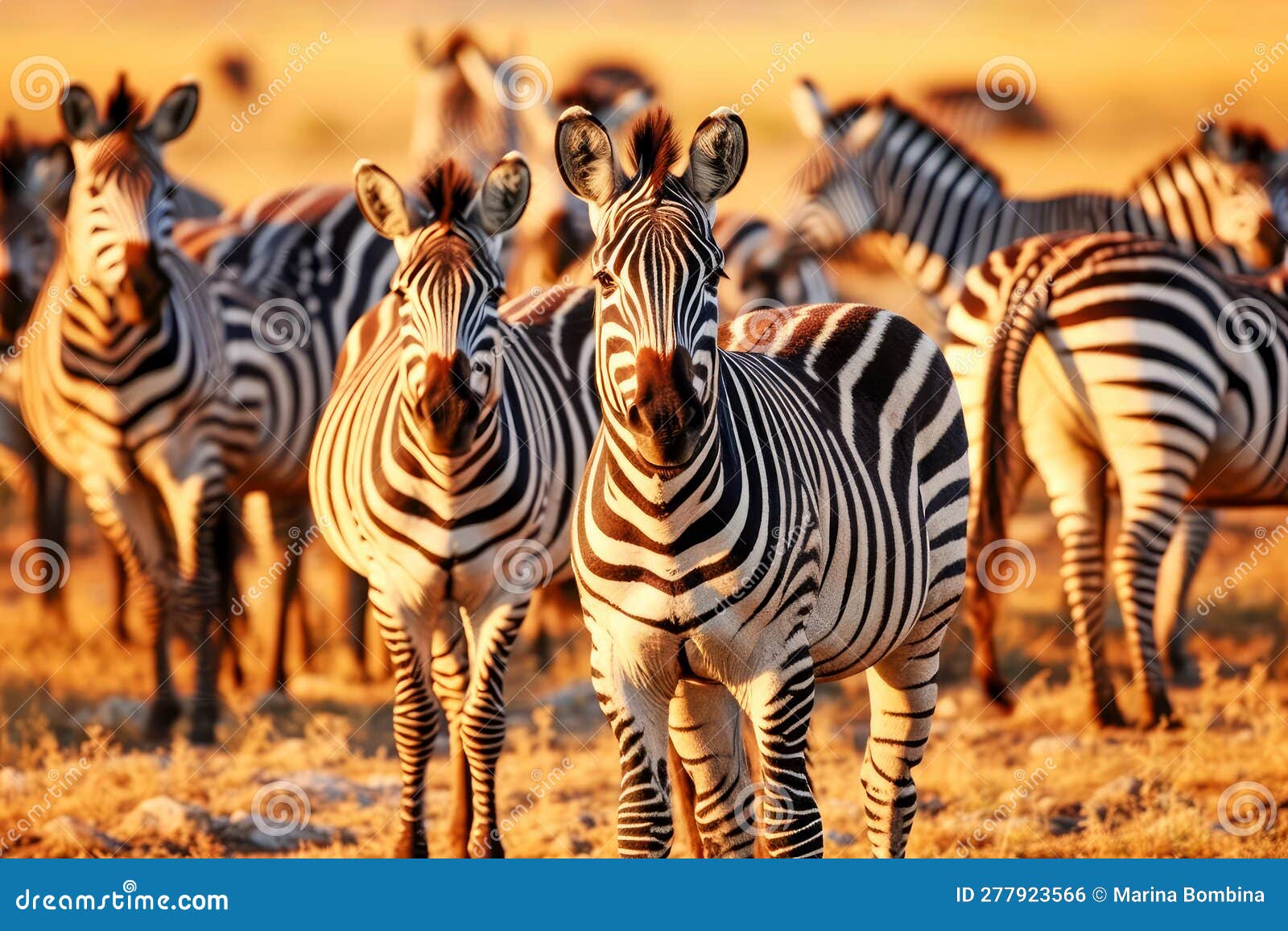 Zebras in Savanna African Wildlife Stock Illustration - Illustration of ...