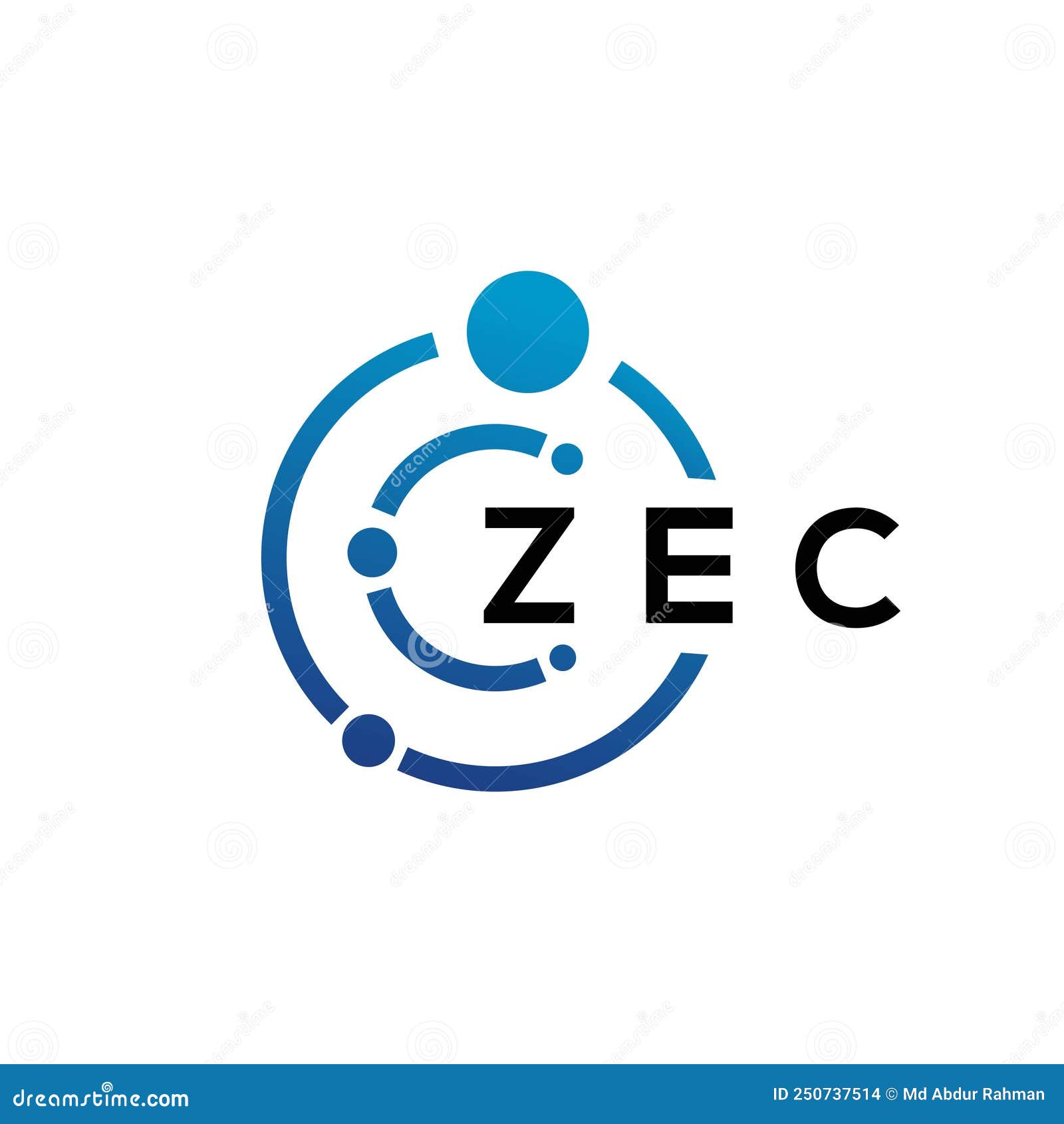 ZEC Letter Technology Logo Design on White Background. ZEC Creative ...