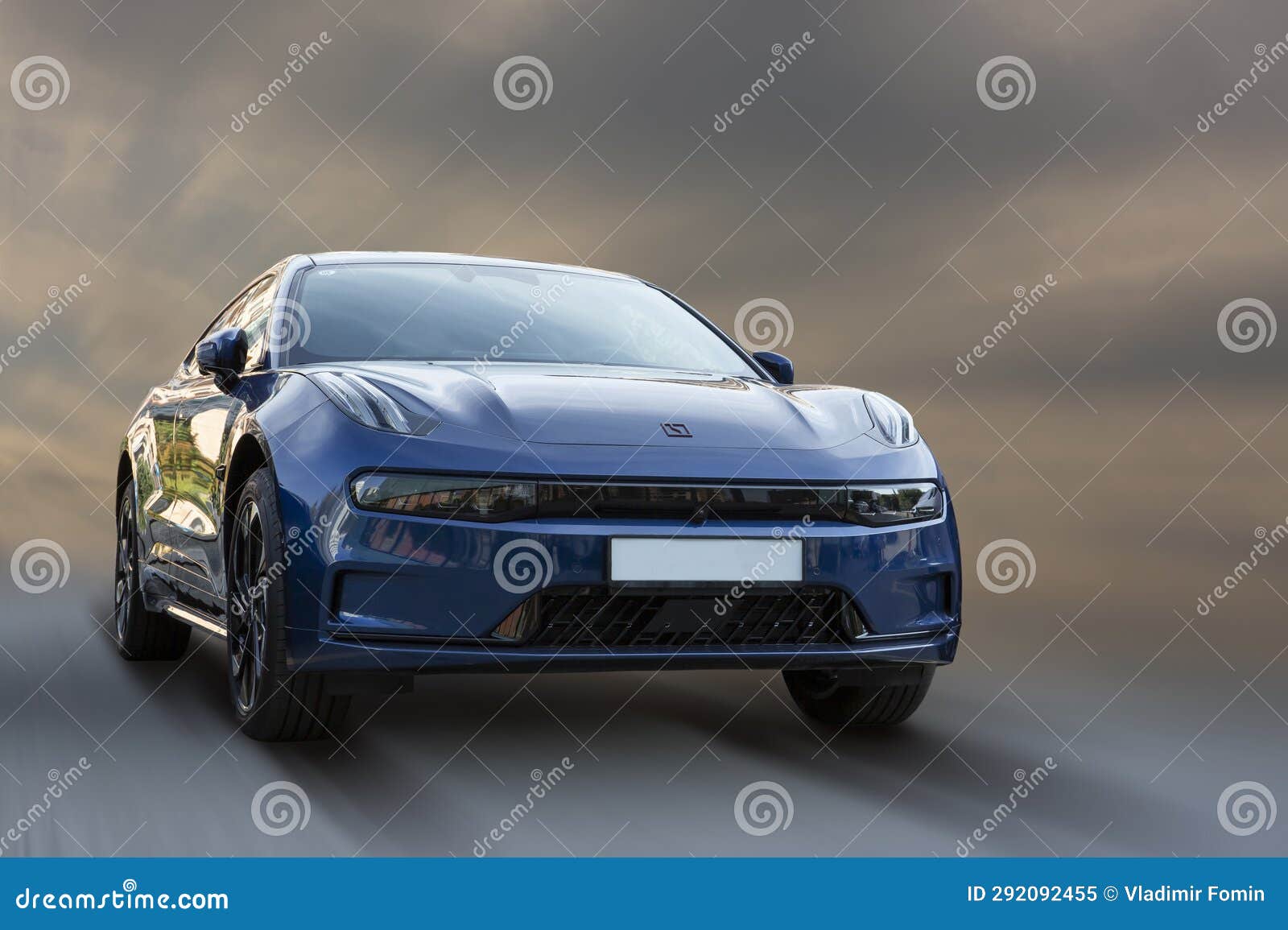 Zeekr blue electric car. stock image. Image of electric - 292092455