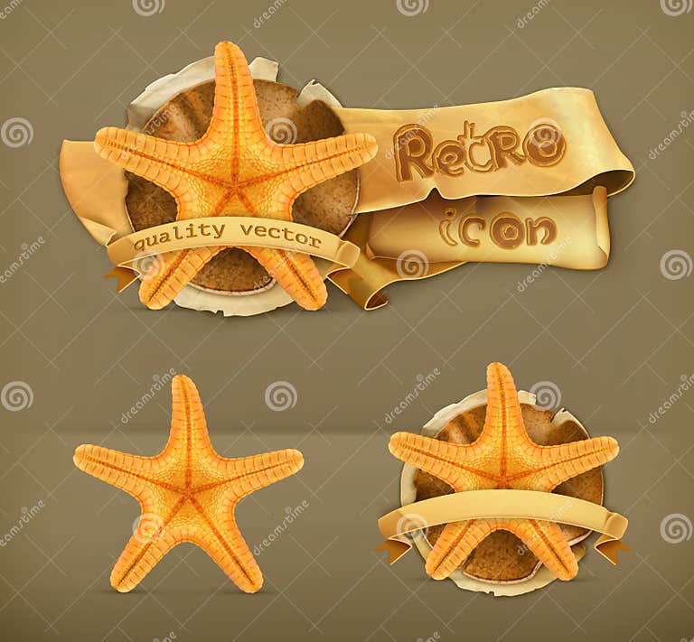 Zeester Retro Vectorpictogrammen Vector Illustratie - Illustration of ...