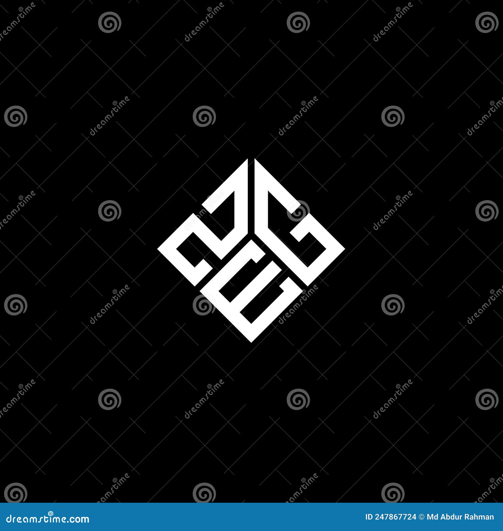 ZEG Letter Logo Design on Black Background. ZEG Creative Initials ...