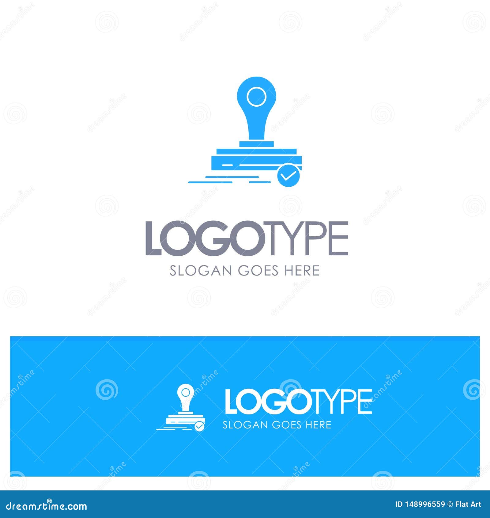 Zegel, Kloon, Pers, Logo Blue Solid Logo Met Plaats Voor Tagline Vector ...