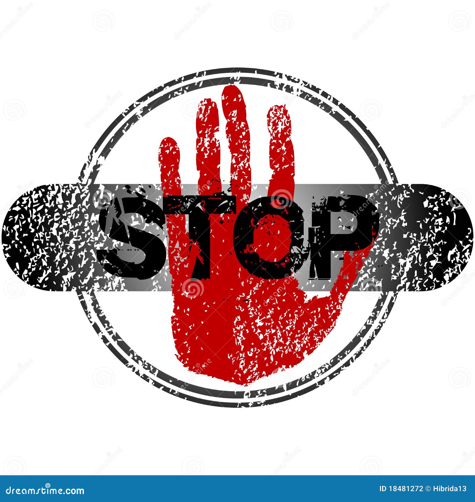 Zegel Met Rood Hand En Eindeteken Vector Illustratie - Illustration of ...