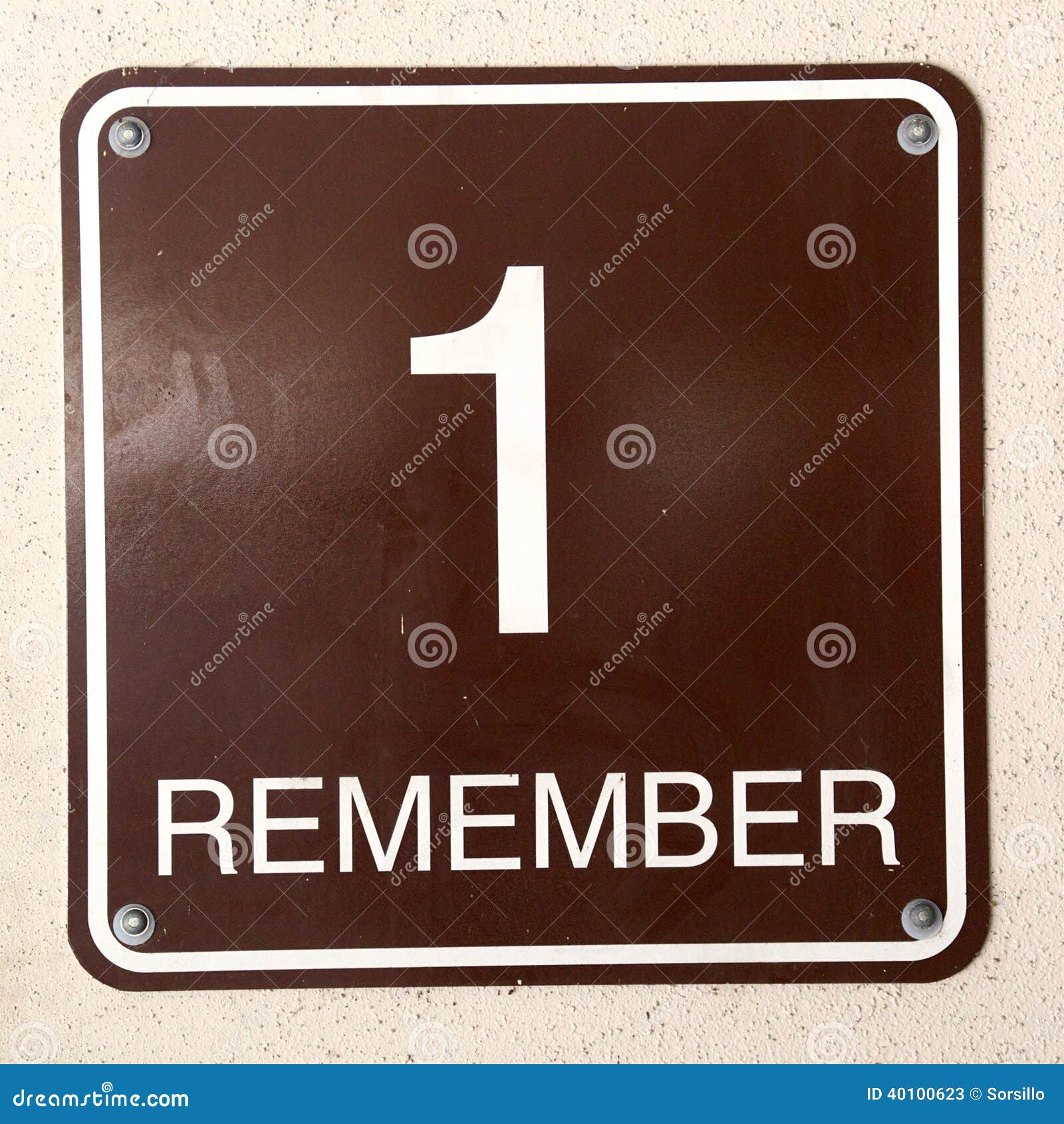 Zeichen 1 erinnern sich stockbild. Bild von metall, merken - 40100623