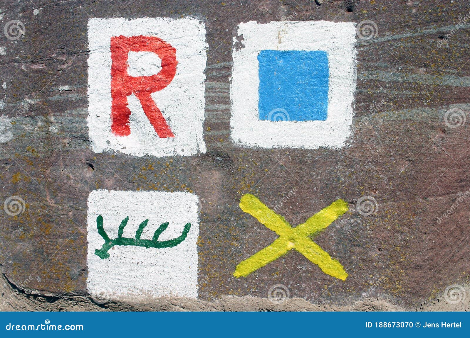 Signs on Hiking Trails on Sandstone Stock Photo - Image of antler ...
