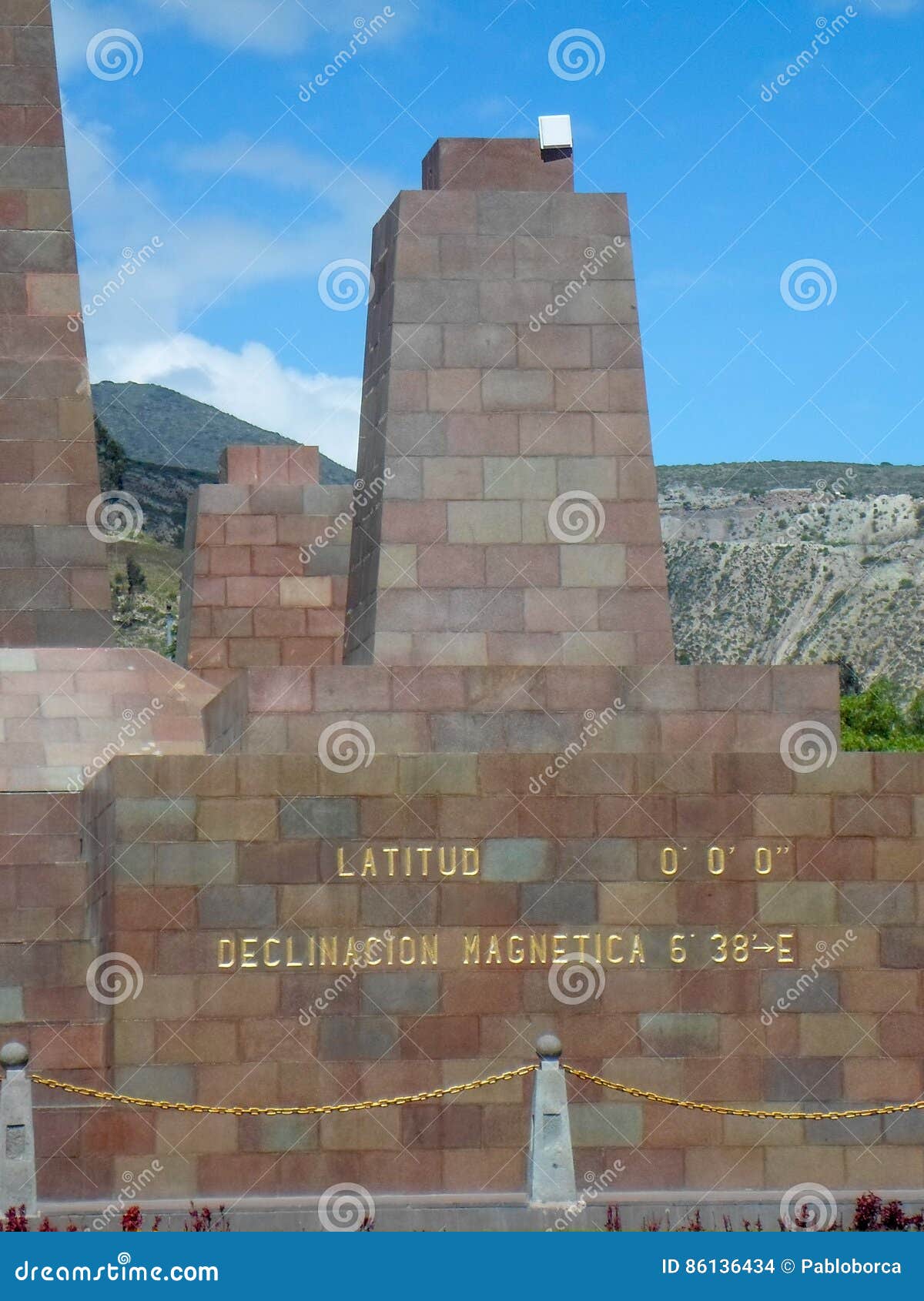 Zeichen Von Breite 0 an Der Mitte Des Weltmonuments in Quito Stockfoto ...