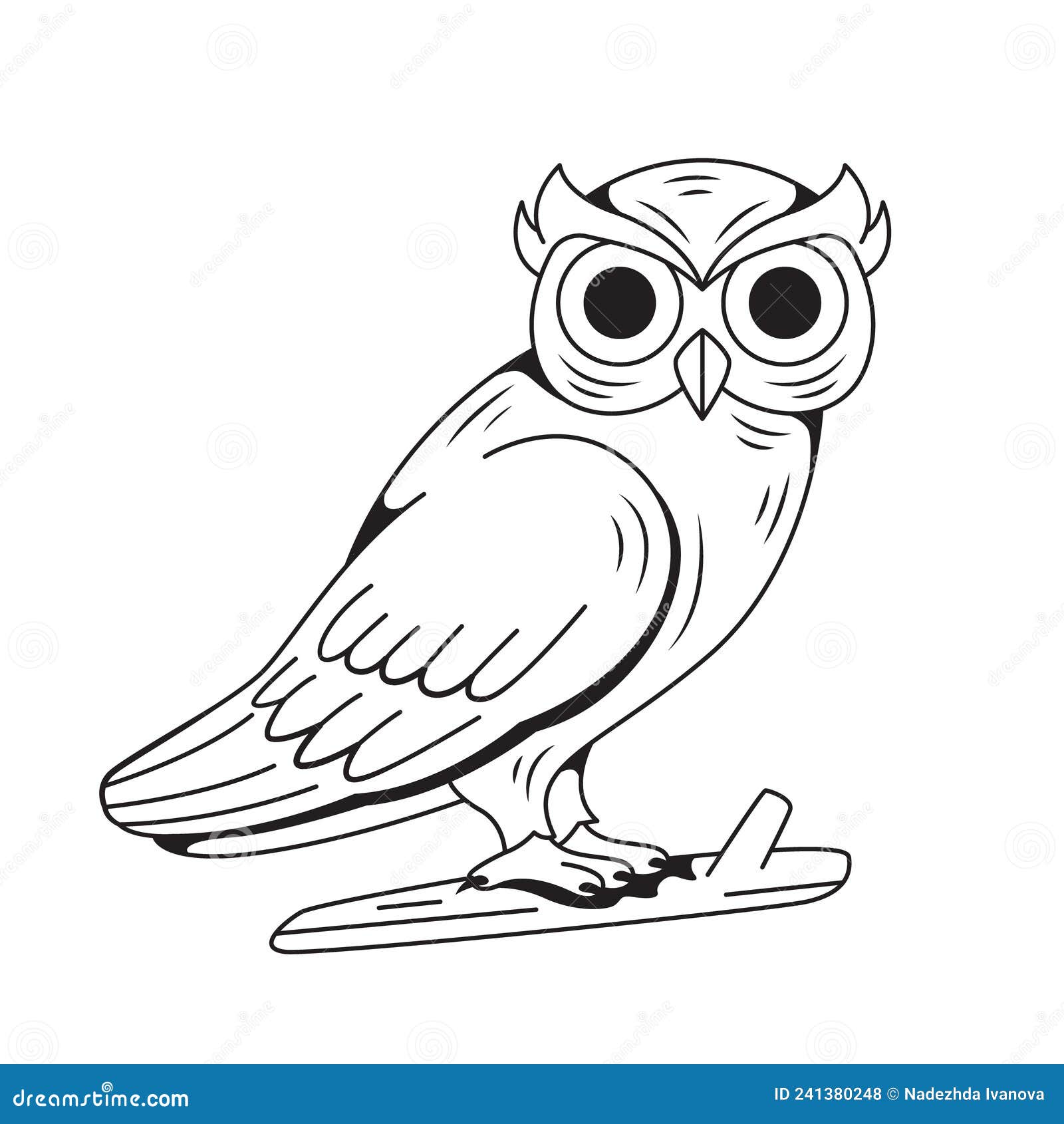 Zeichnung der Uhu-Skizze. vektor abbildung. Illustration von ...