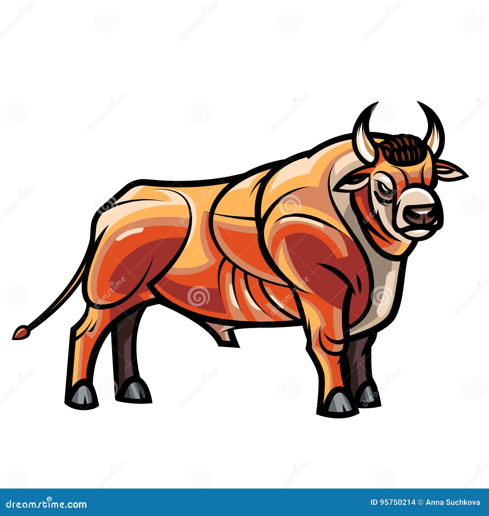 Zeichnung Des Stehenden Stiers Vektor Abbildung - Illustration von ...