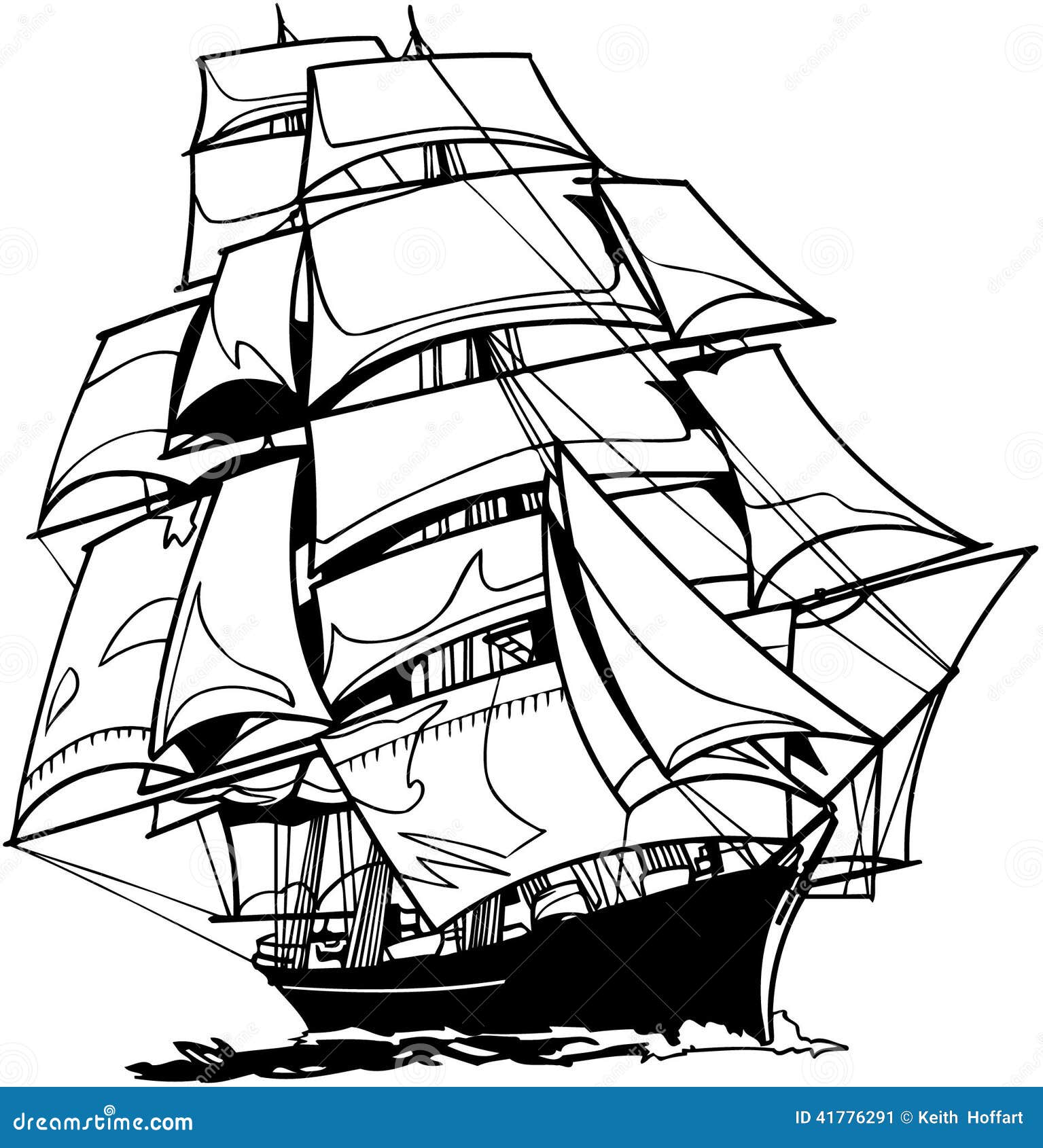 Zeilboot in Oceaan Vectorclipart Vector Illustratie - Illustration of ...