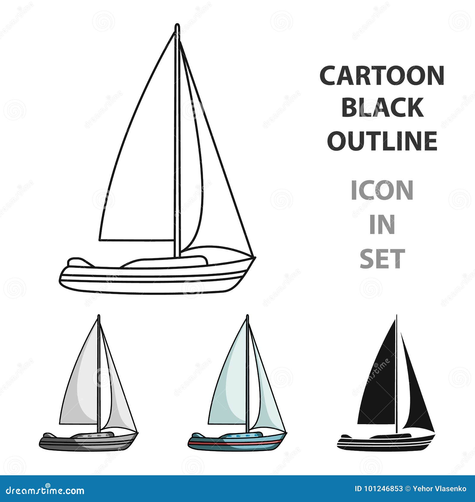 Zeilboot voor het varen vector illustratie. Illustration of concurreer ...