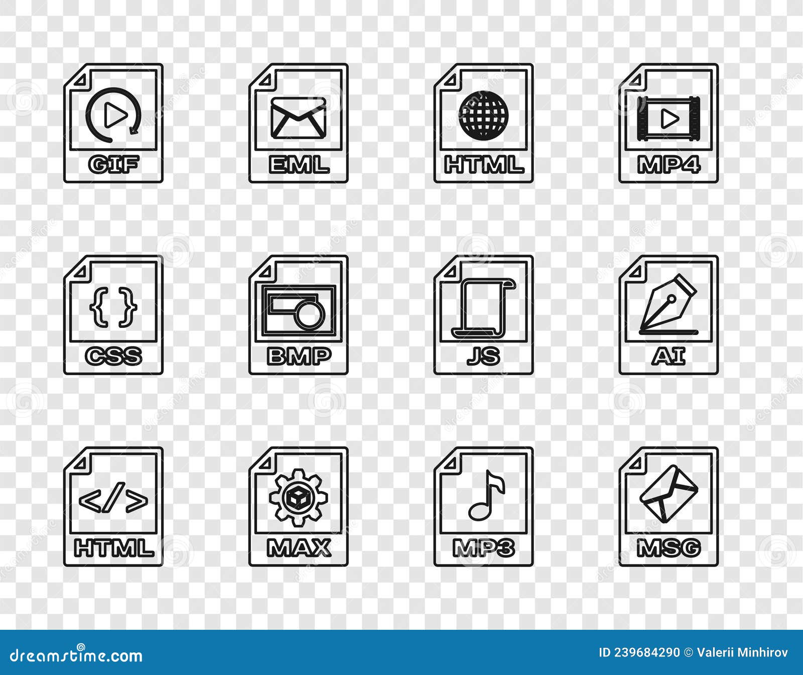 Zeile HTML-Dokument Msg Max Gif Bmp3 Und Ai-Symbol. Vektor Vektor ...